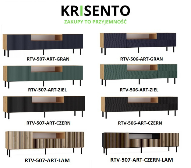 Szafka rtv frezowana 160 cm dąb artisan - czerń RTV-506-ART-CZERN ...